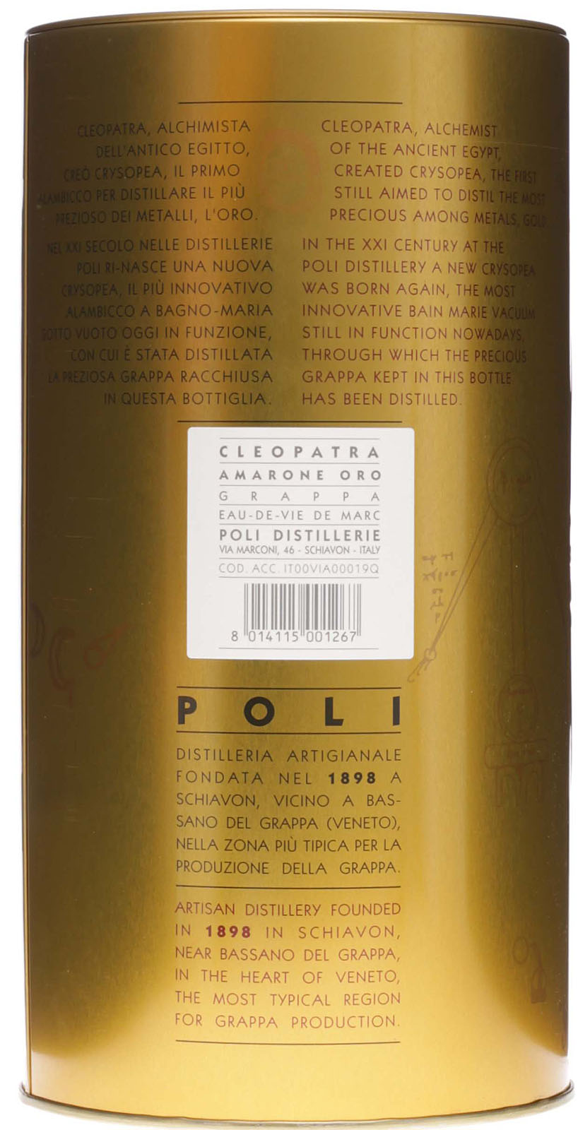 Jacopo Poli Grappa Cleopatra Amarone Oro bei uns im Sho