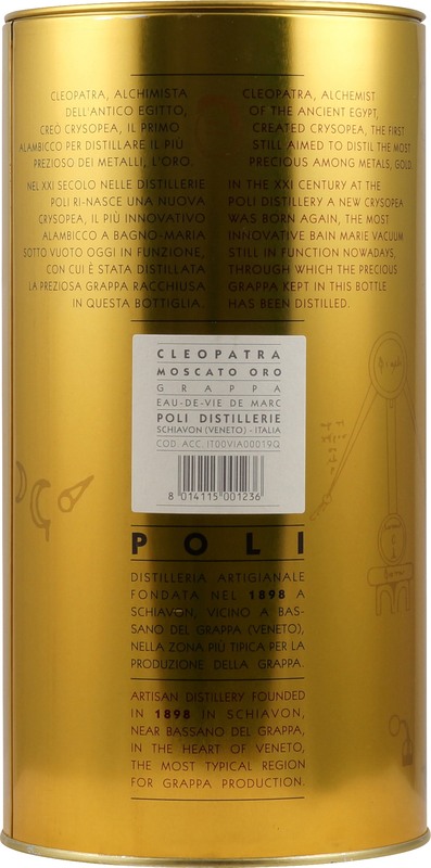Jacopo Poli Grappa Cleopatra Moscato Oro 700ml 40%