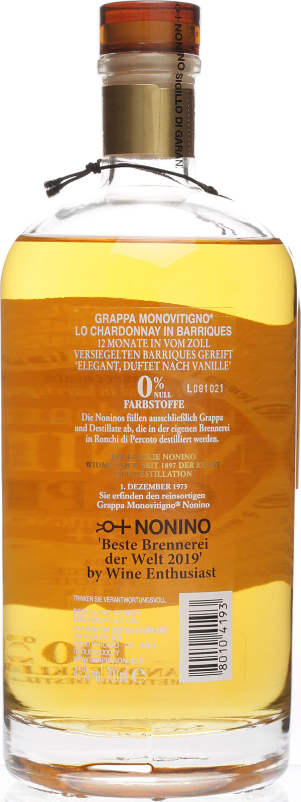 Nonino Grappa Chardonnay di Nonino 700ml 41%