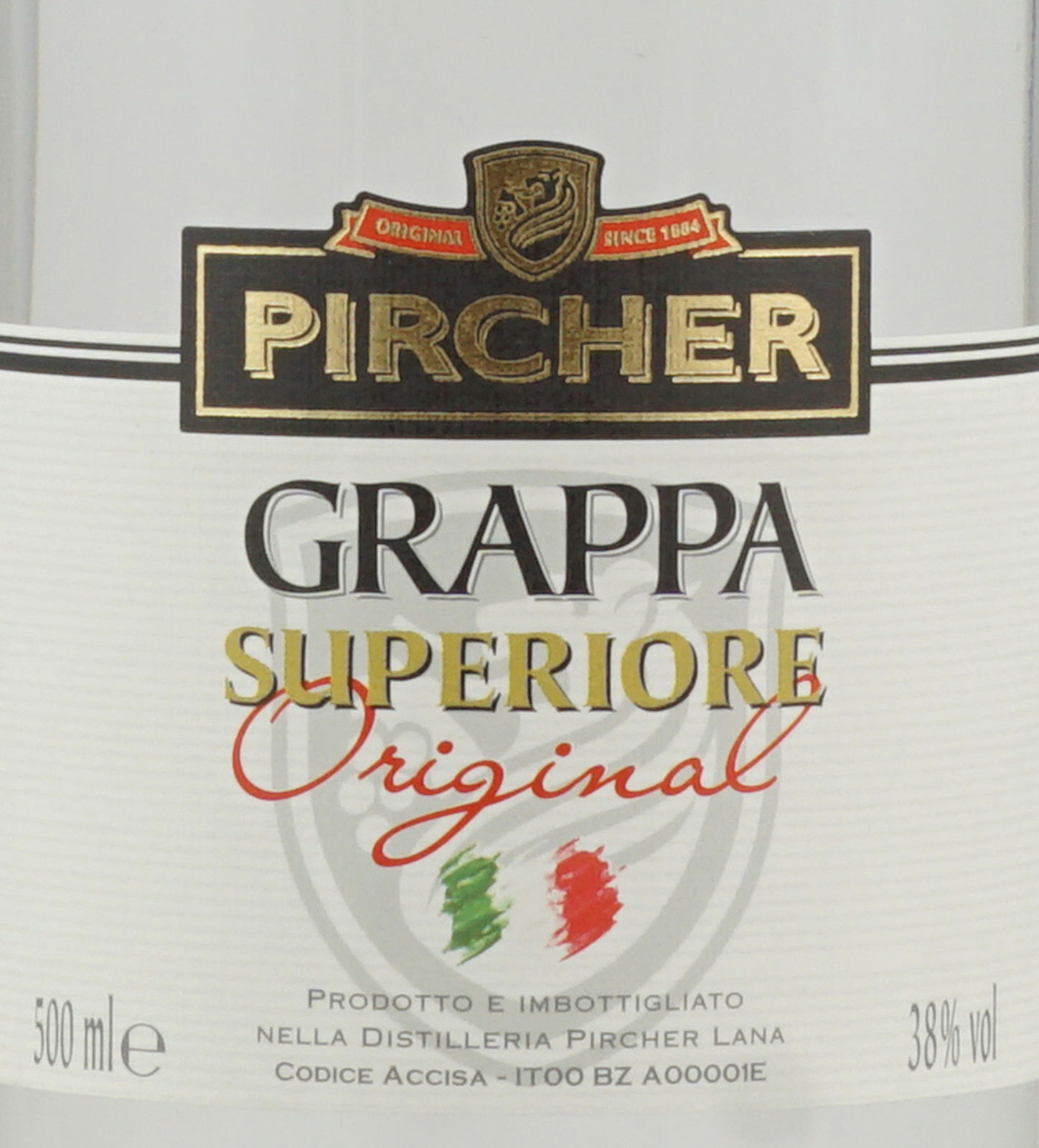 Pircher Grappa Superiore Oiginal mit 38% Vol. und 500ml